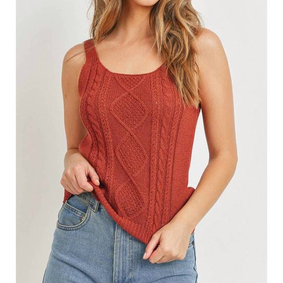 Paper Crane | Tops | New Paper Crane Cable Knit Sweater Cami In Rust ...
